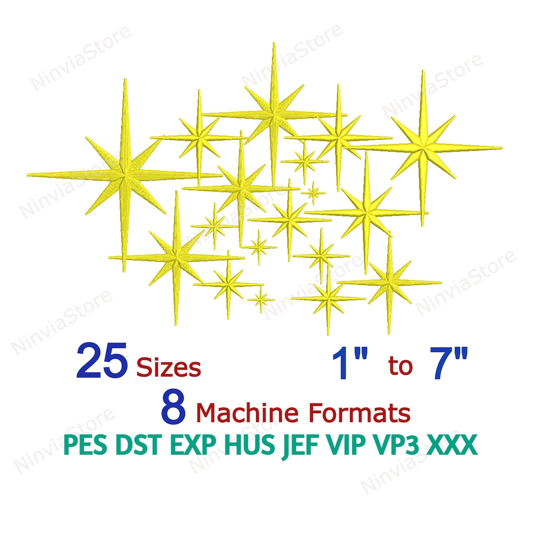 Star Embroidery Design, Pointed Star Machine Embroidery, Christmas ...