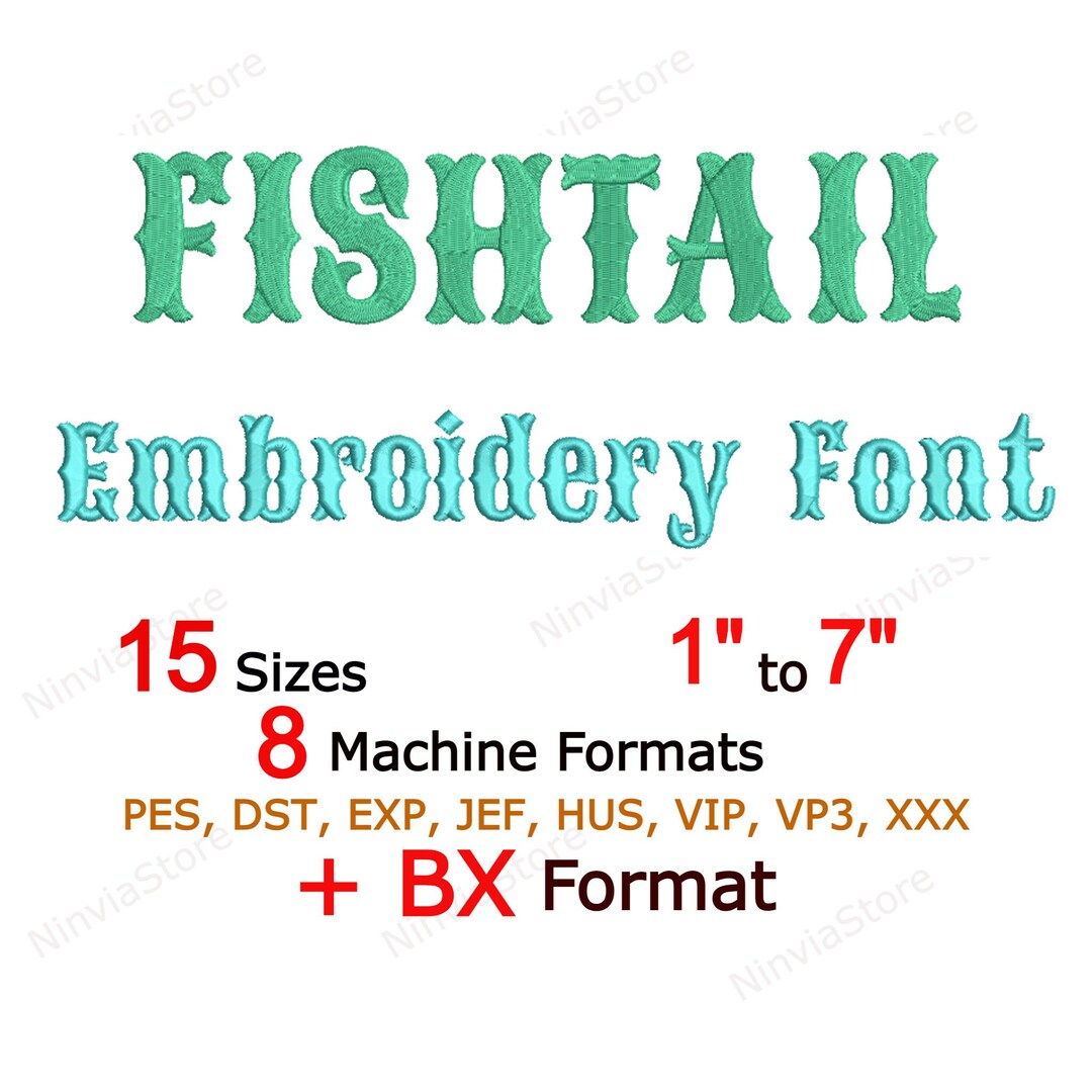 Fishtail Embroidery Font, BX Font for Embroidery, PES Monogram Alphabet ...