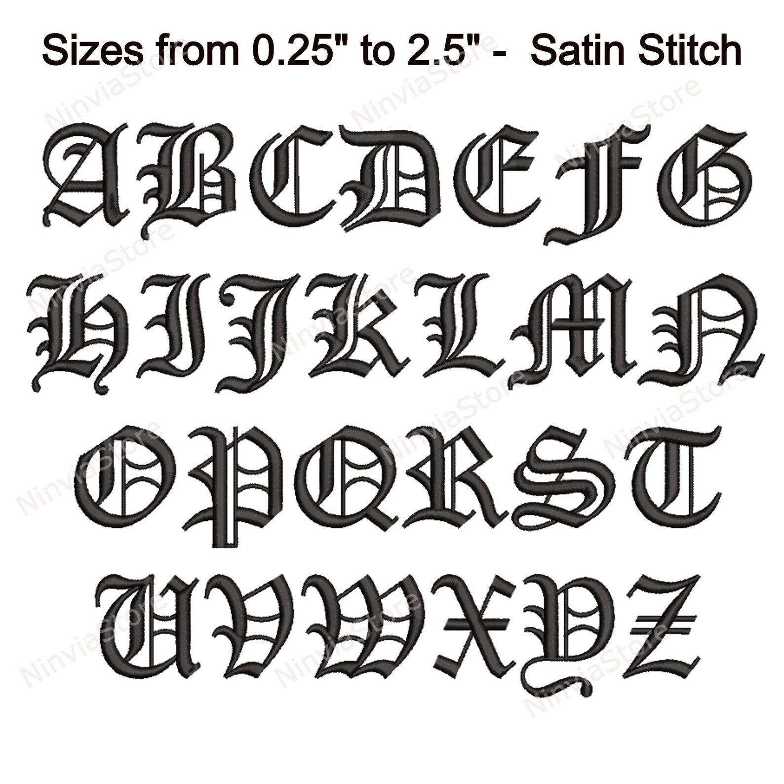 Old English Embroidery Font Old England Machine Embroidery - Etsy