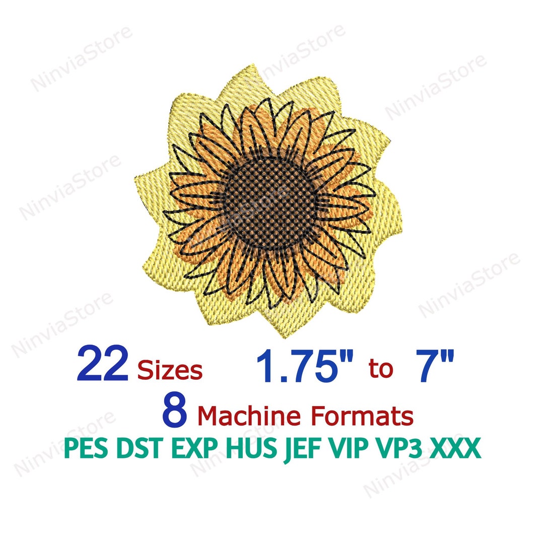 Sunflower Embroidery Design, Sunflower Machine Embroidery, Flower ...