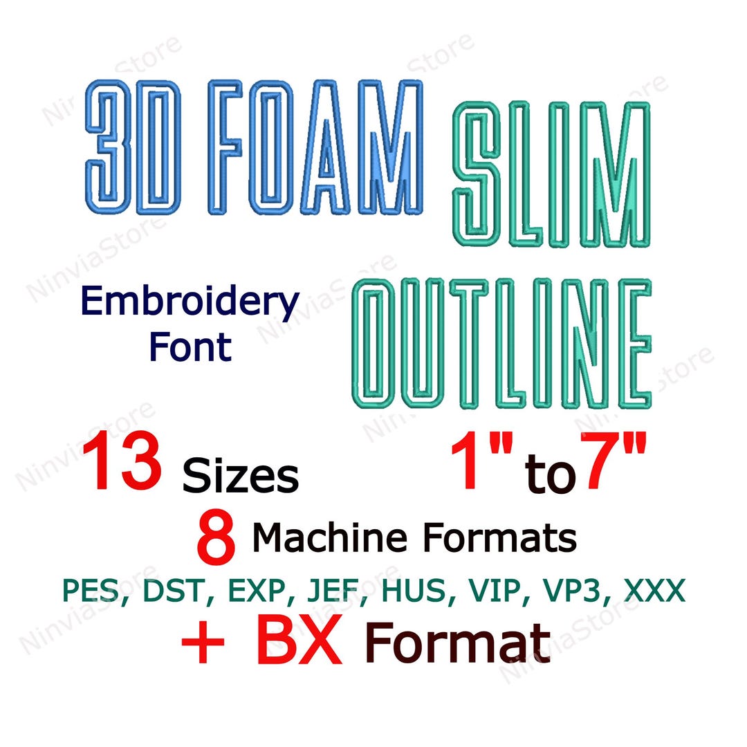 3D Puff Foam Outline Block Embroidery Font BX PES, Raised Puffy Letters ...