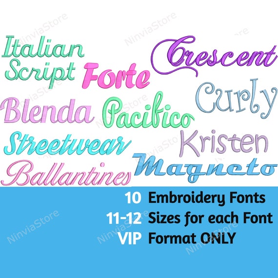 VIP Embroidery Font Bundle Script Font Monogram Font Cursive - Etsy