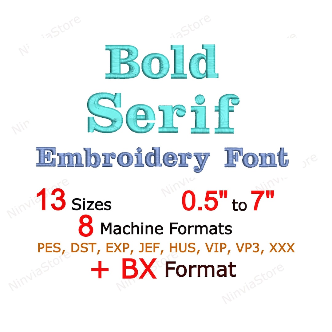 Bold Serif Embroidery Font, Monogram Alphabet Machine Embroidery Design ...