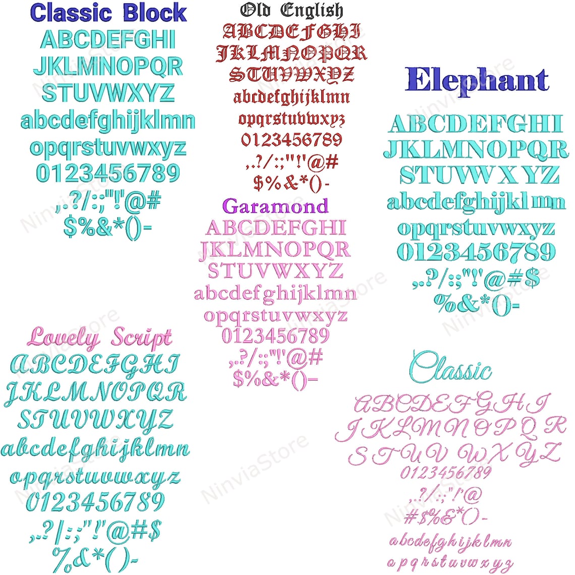 50 BX Embroidery Fonts 0.75" 1.25" 1.75" Sizes, Machine Embroidery Font ...