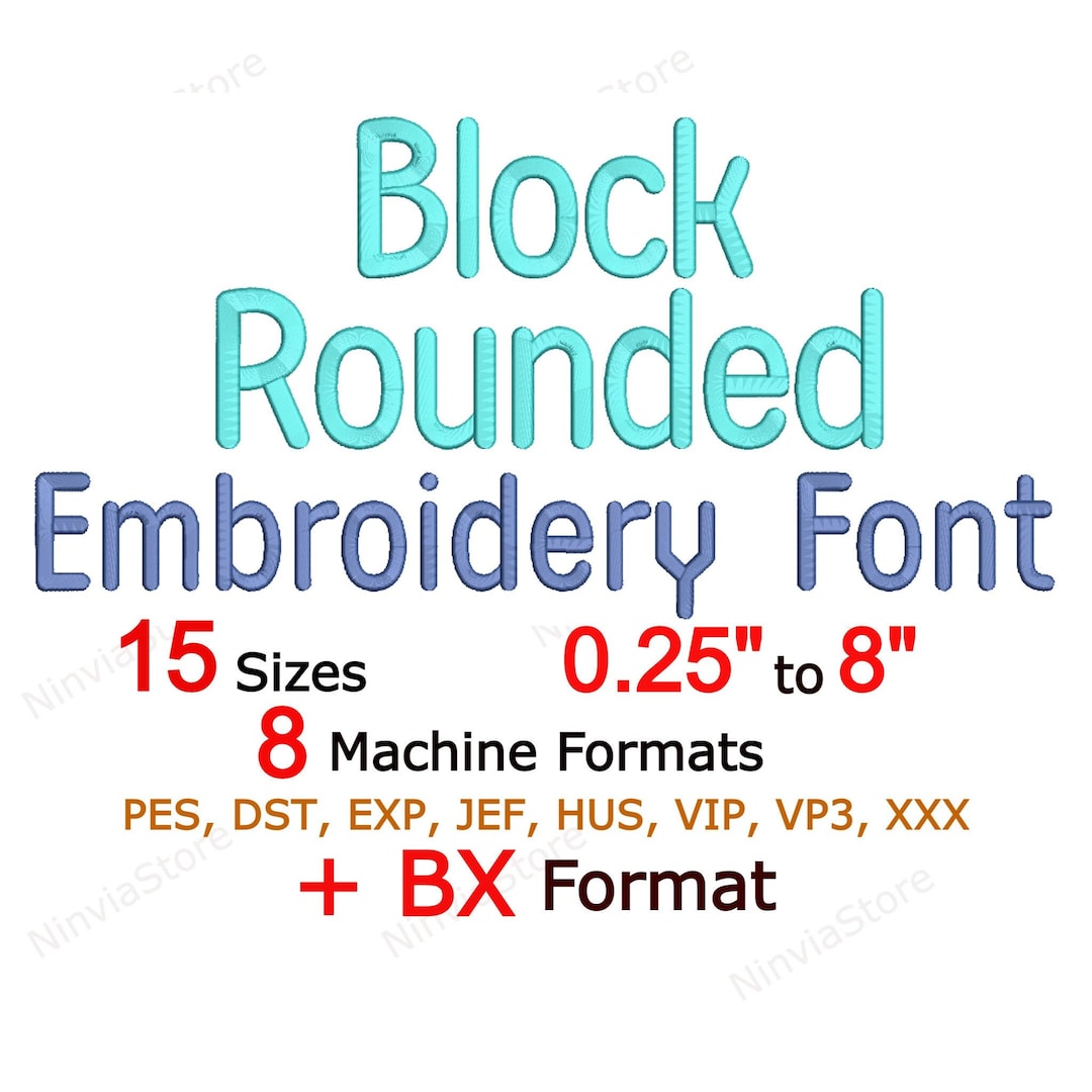Block Rounded Embroidery Font, Monogram Alphabet Machine Embroidery ...