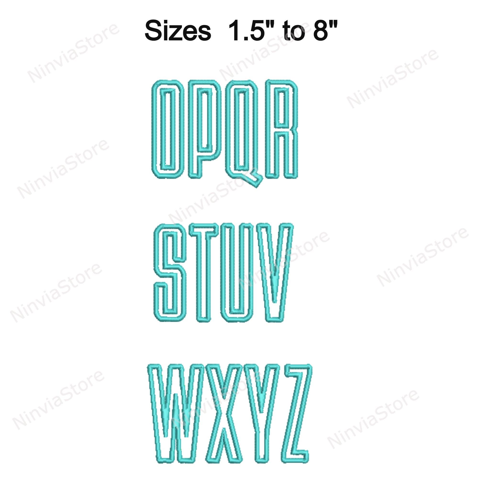 Mega Slim Block Applique Embroidery Font, Machine Embroidery Design ...