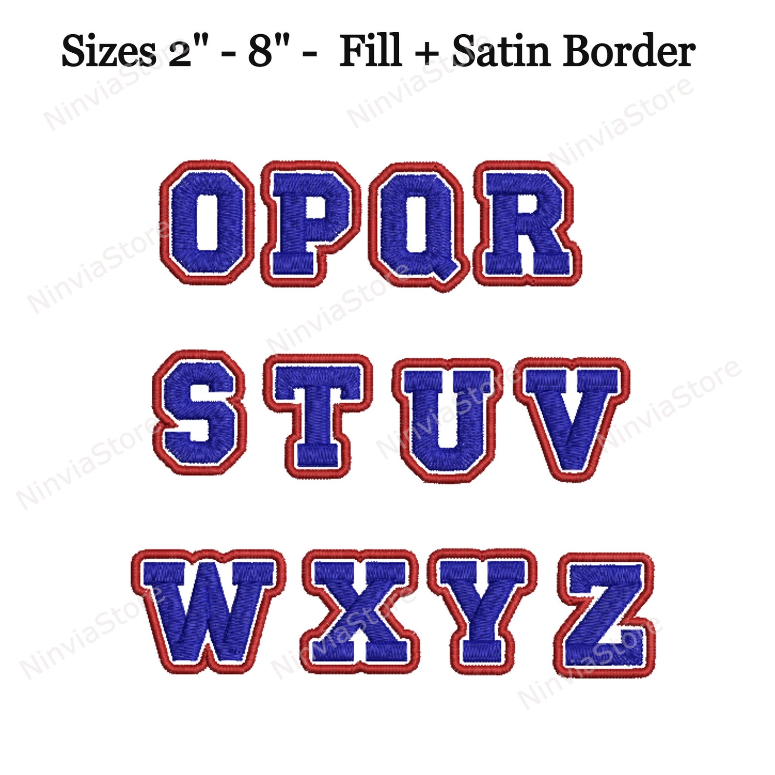 2 Color College Embroidery Font, BX Font, Alphabet Machine Embroidery ...