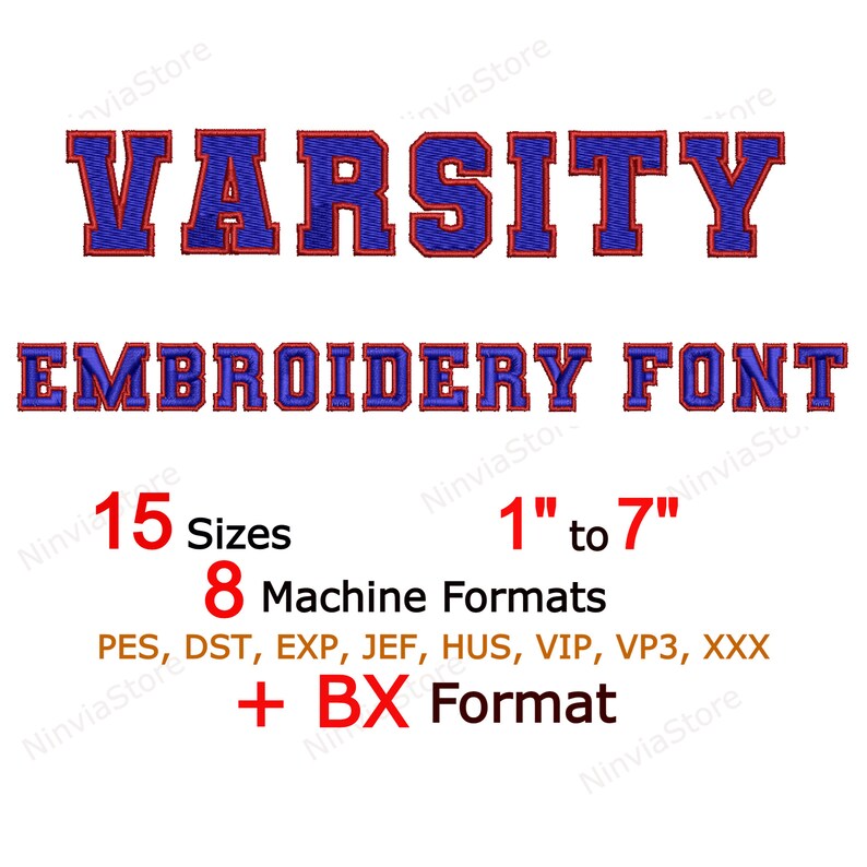 2 Color Varsity Embroidery Font BX Font Alphabet Machine - Etsy