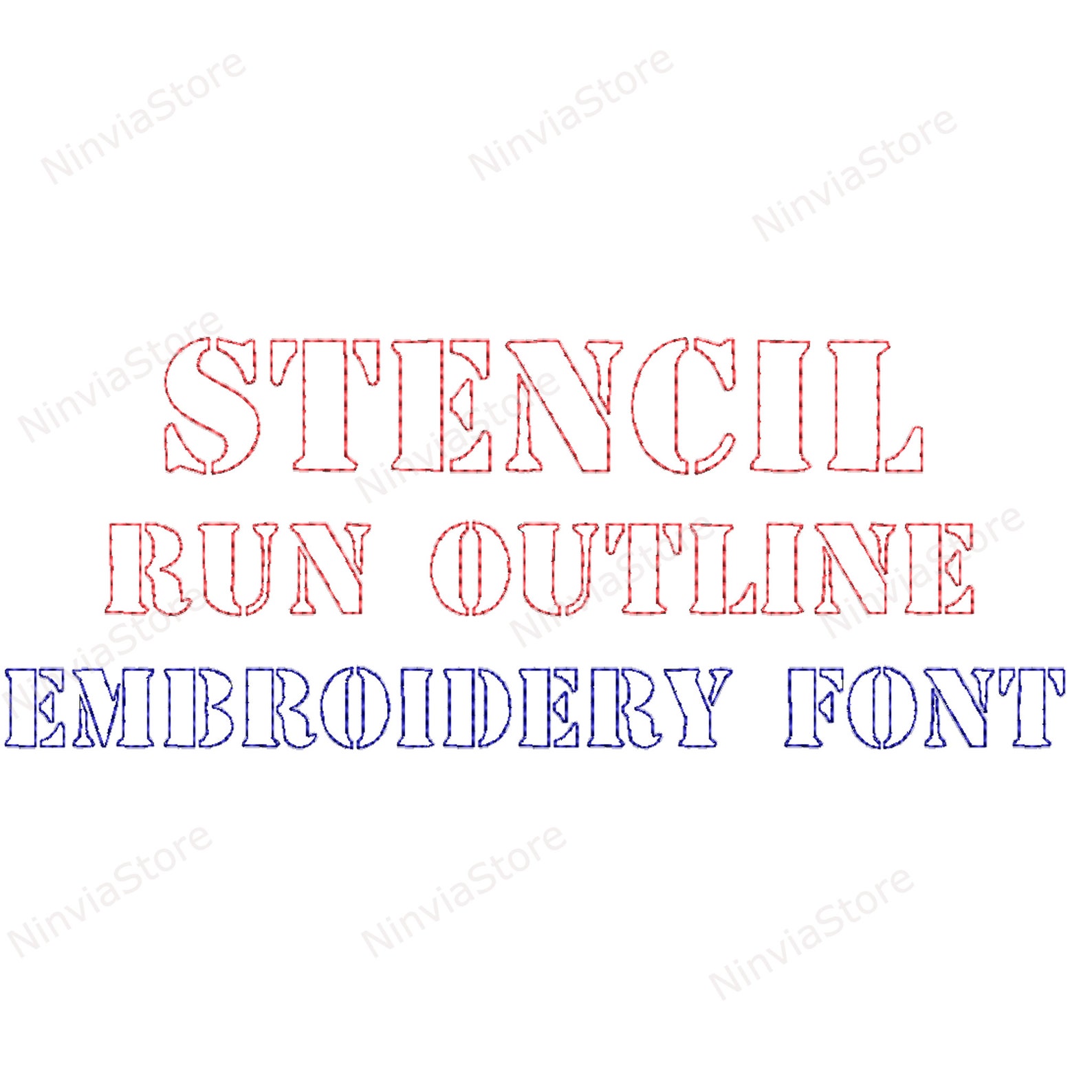 Stencil Run Outline Embroidery Font Run Stitch Pe Font for - Etsy