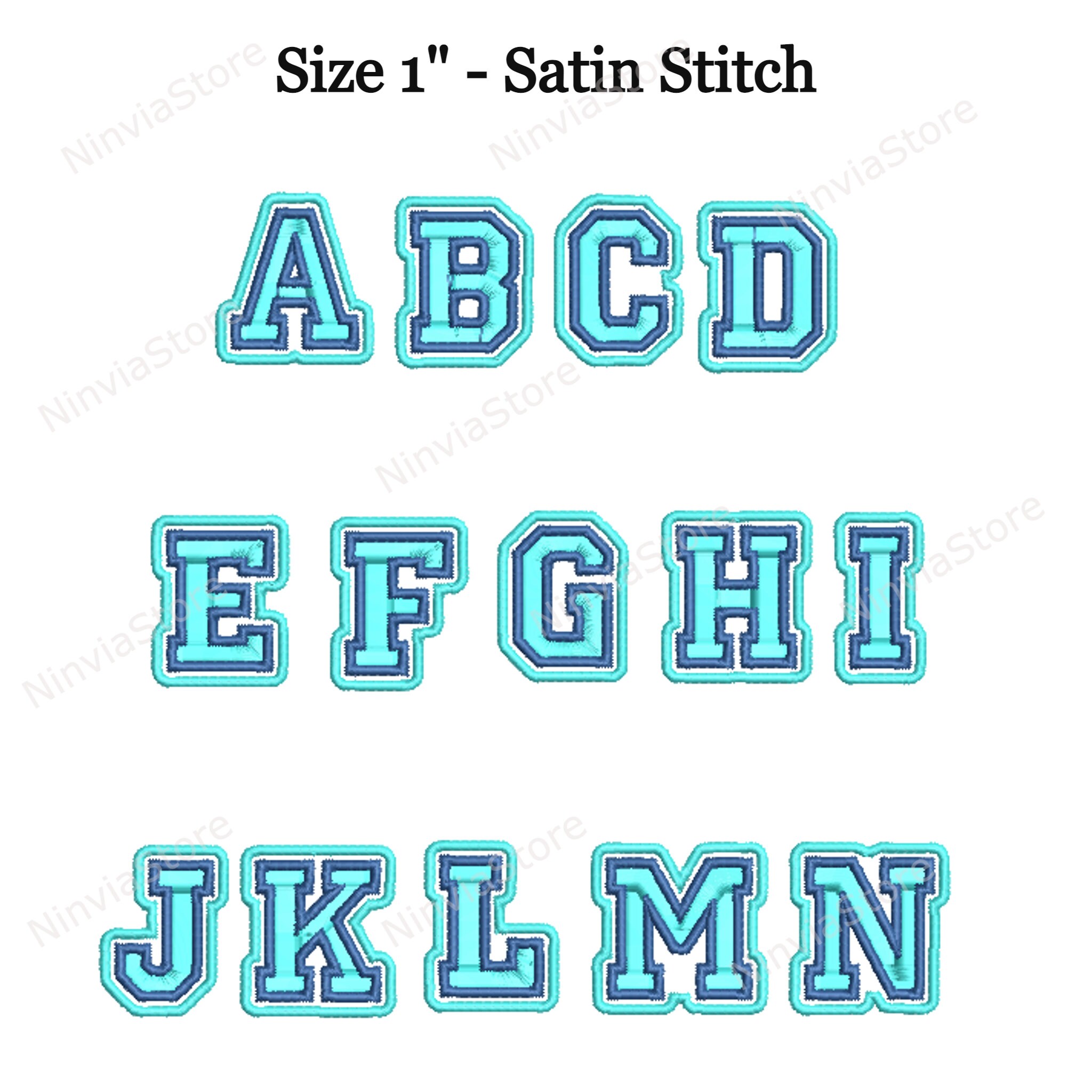 3 Color College Embroidery Font Pe Font for Embroidery BX - Etsy UK