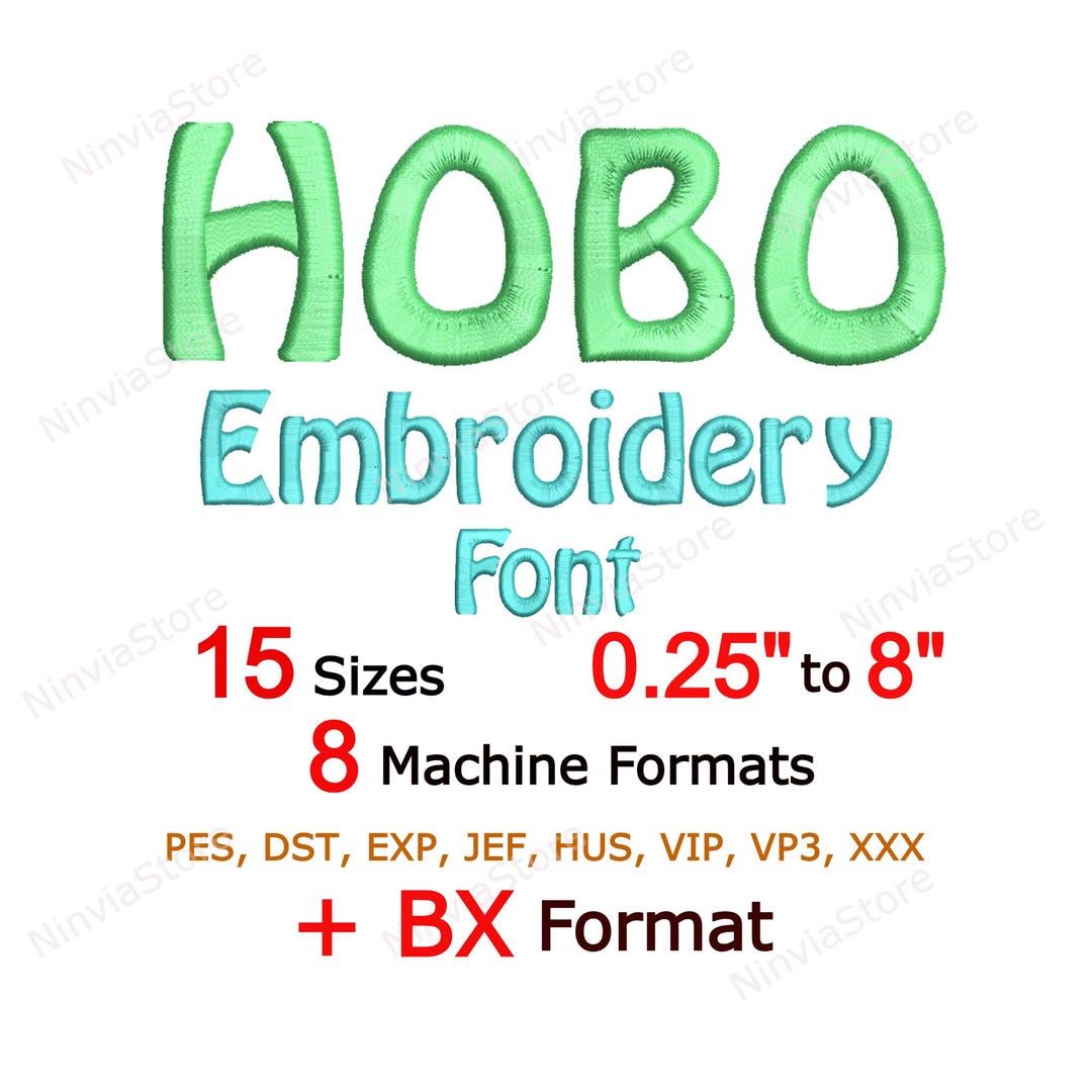 Hobo Embroidery Font - Alphabet Machine Embroidery Design, Monogram ...