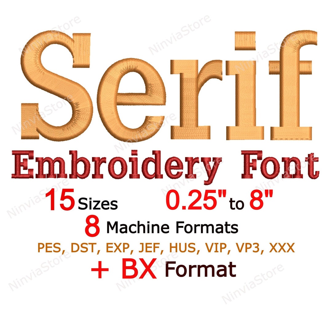 Serif Embroidery Font, Monogram Alphabet Machine Embroidery Design, Pe ...