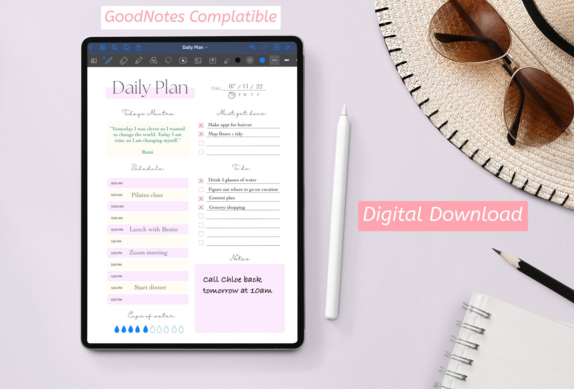 ADHD Digital Planner, Hourly, Undated for Daily Time Management Instant ...