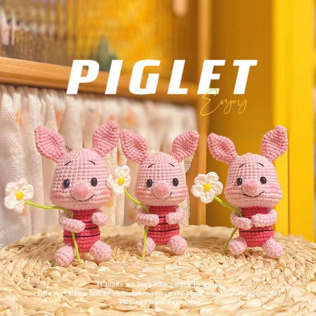 Handmade Crochet Piglet Keychain, Winnie the Pooh Accessories/ornament ...