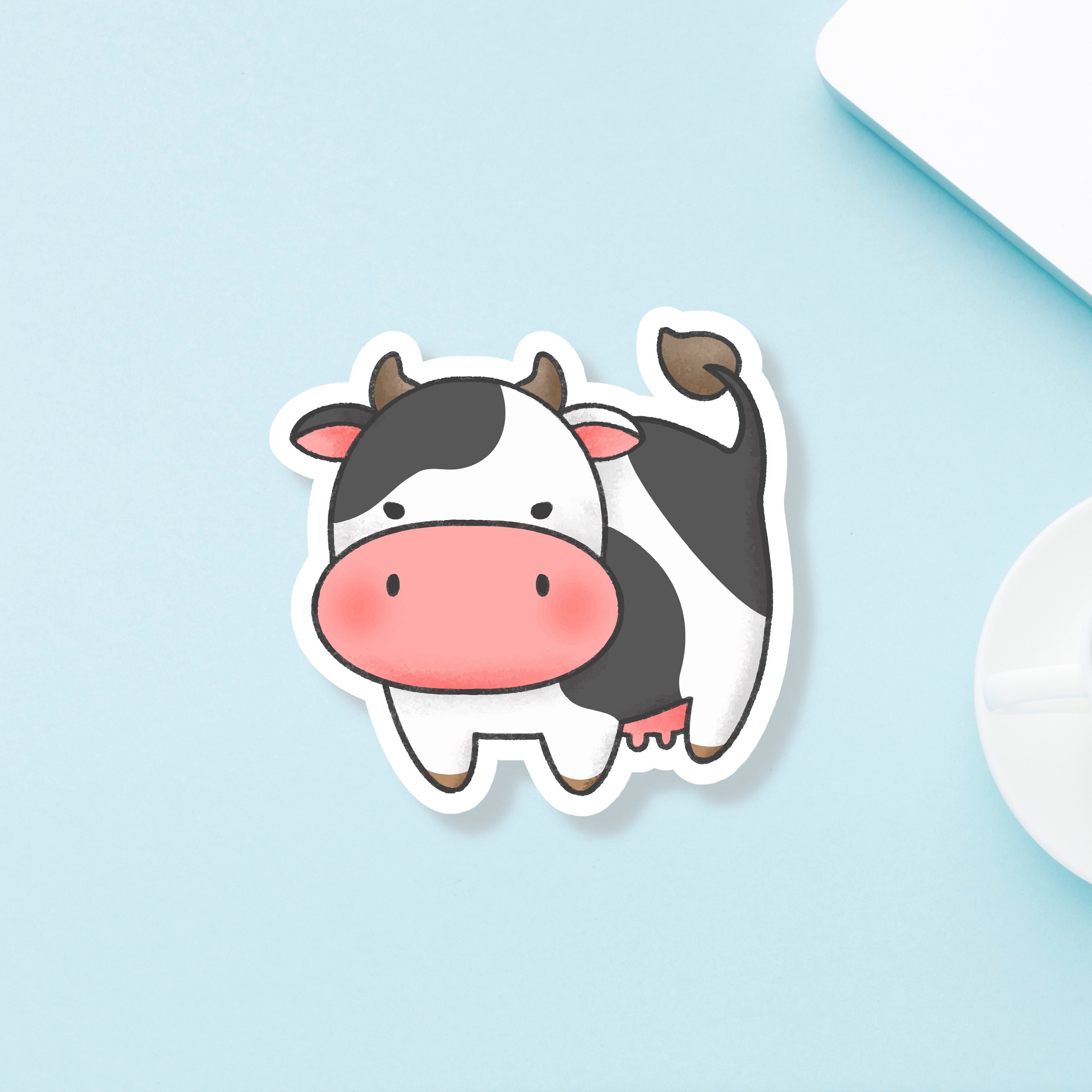 Cute Cow Vinyl Sticker Cow Sticker Kawaii Animal Sticker | Etsy