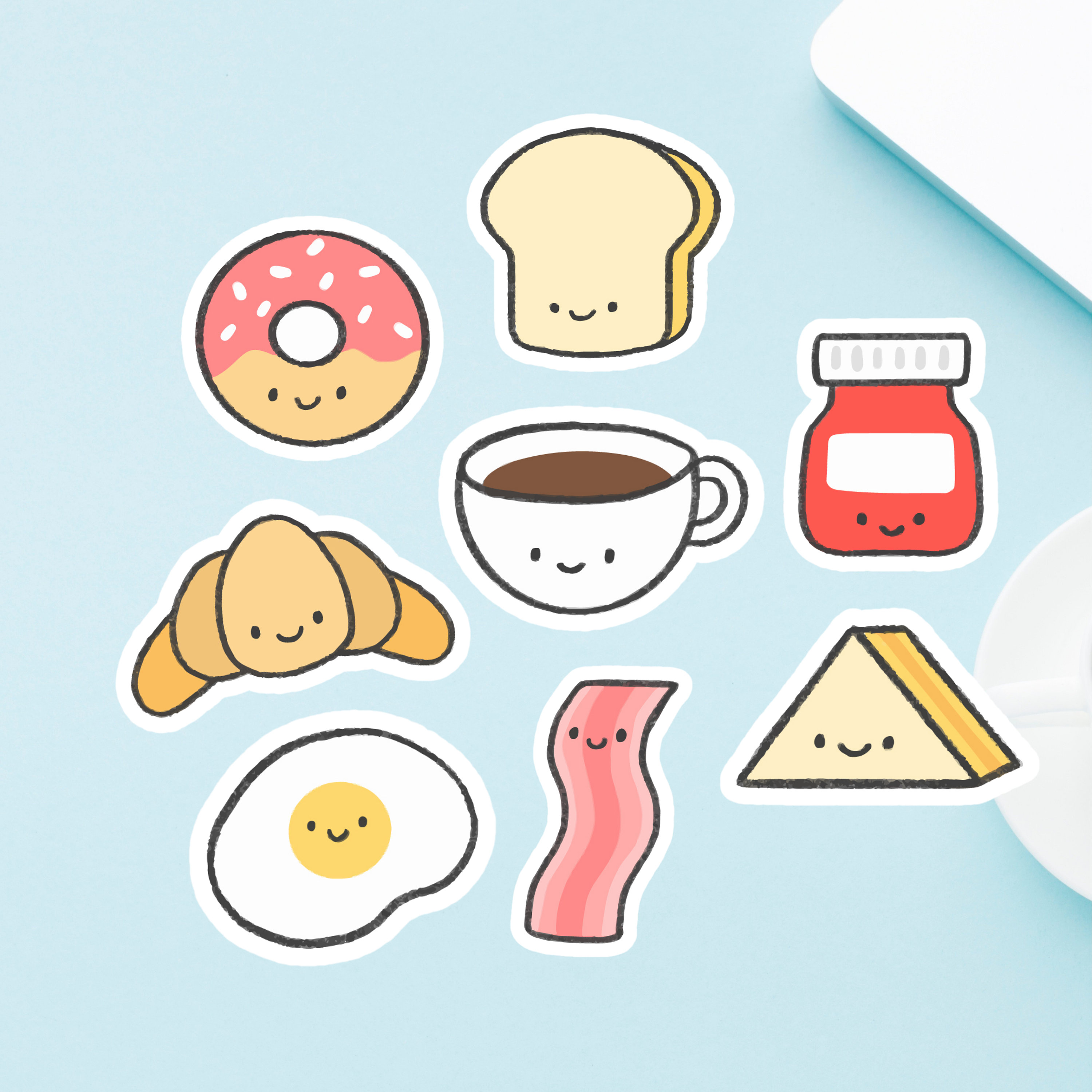 Breakfast Sticker Set Cute Sticker Set Bacon Sticker Jam | Etsy