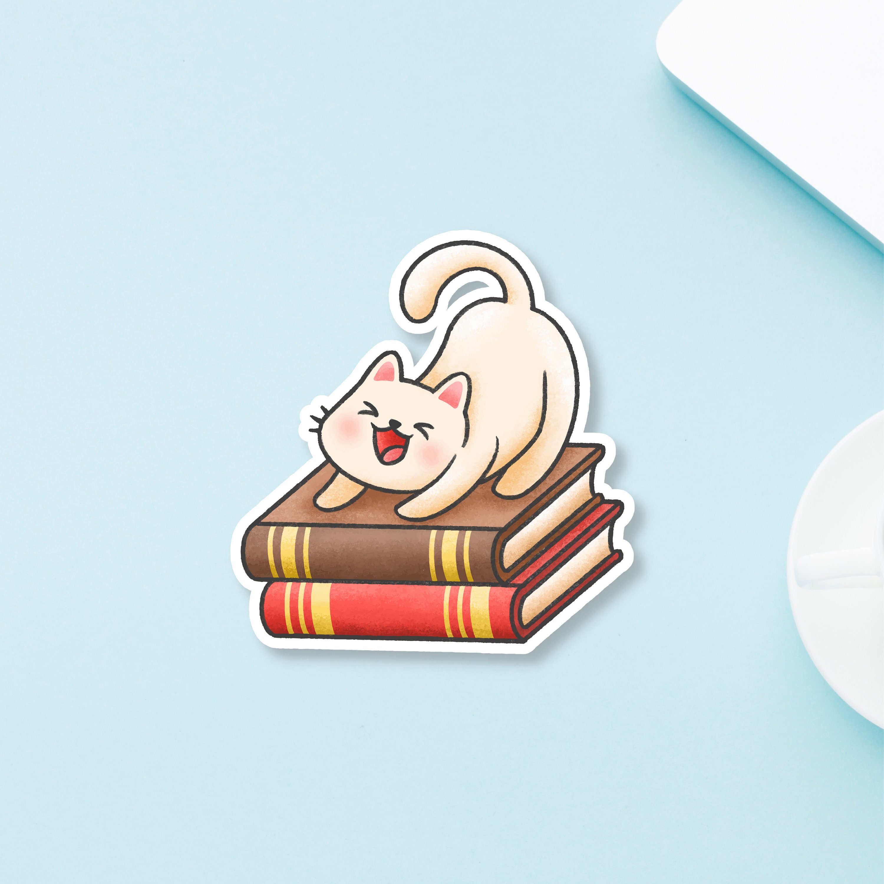 Cat Sticker Cute Cat Sticker Kawaii Cat Stickers Die Cut Etsy