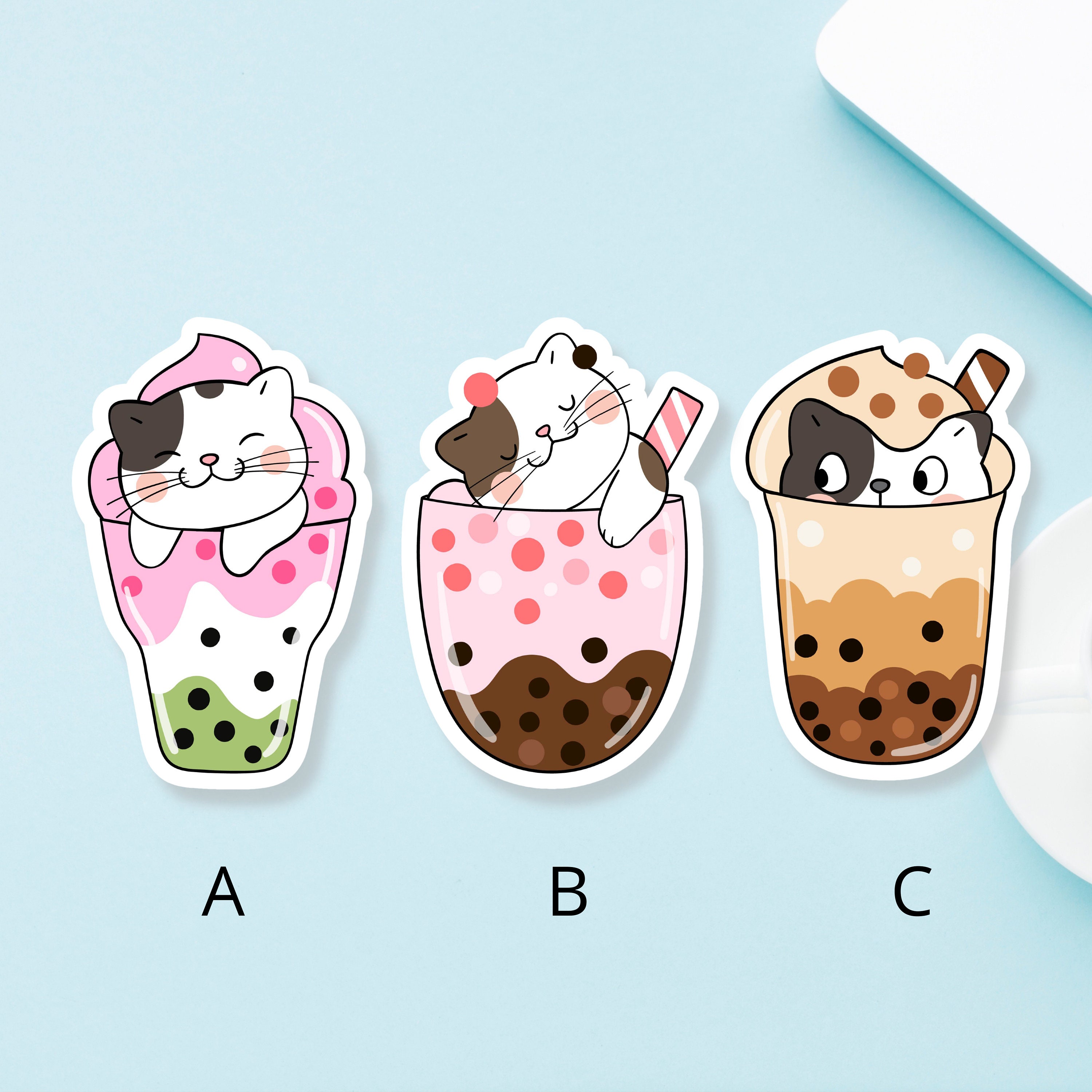Boba Sticker. Cute Boba Cat Sticker Bubble Tea Sticker Cat - Etsy UK