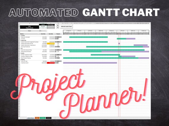 Project Planner: Automated Gantt Chart for Project Management | Etsy