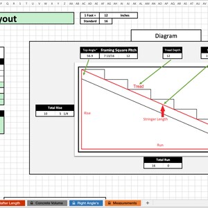 Construction Calculator: Stair Stringer Layout, Rafter Layout, Concrete ...