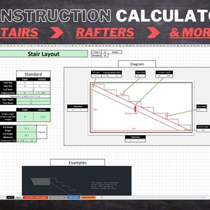Construction Calculator: Stair Stringer Layout, Rafter Layout, Concrete ...