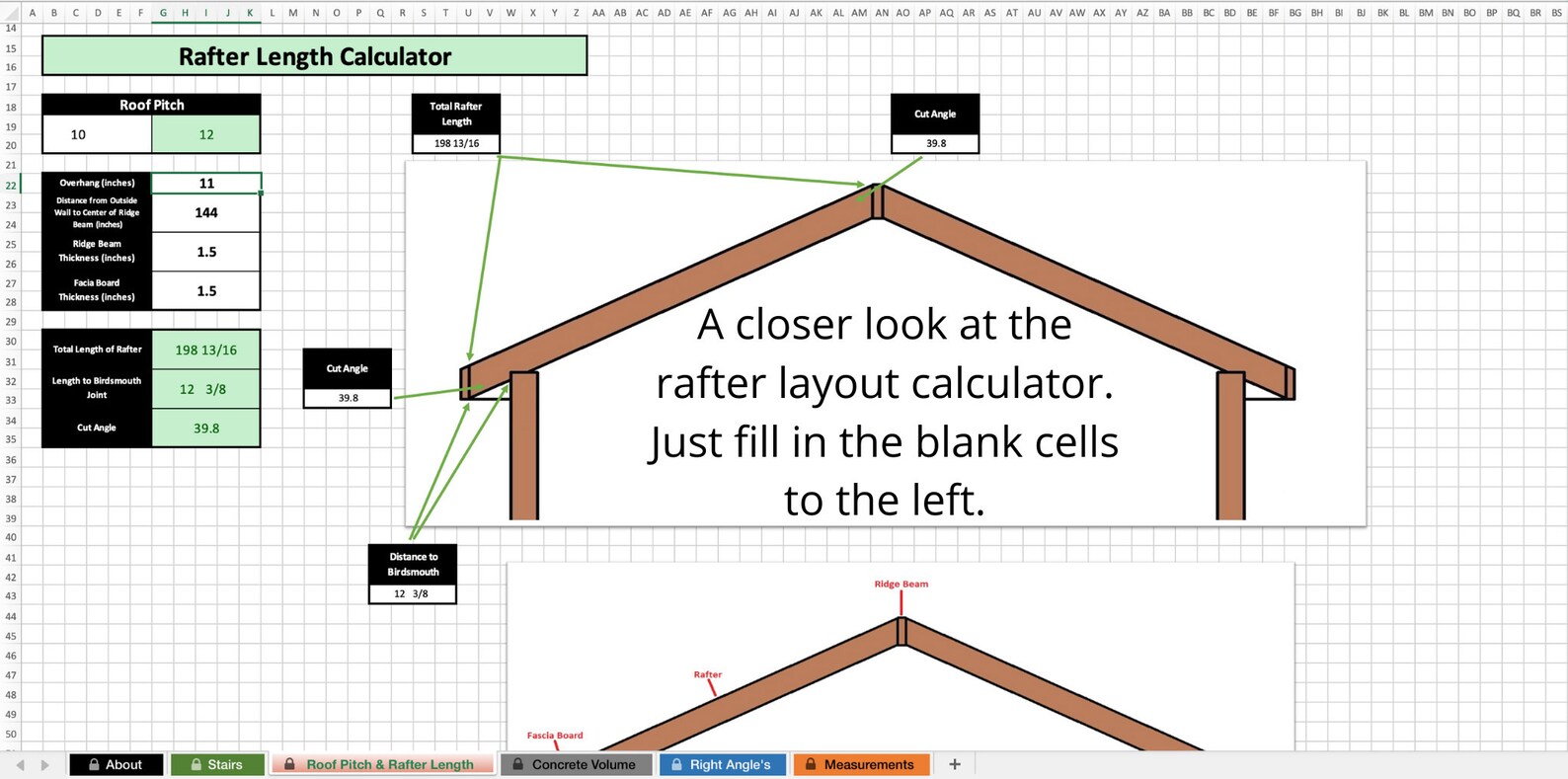 Construction Calculator: Stair Stringer Layout, Rafter Layout, Concrete ...
