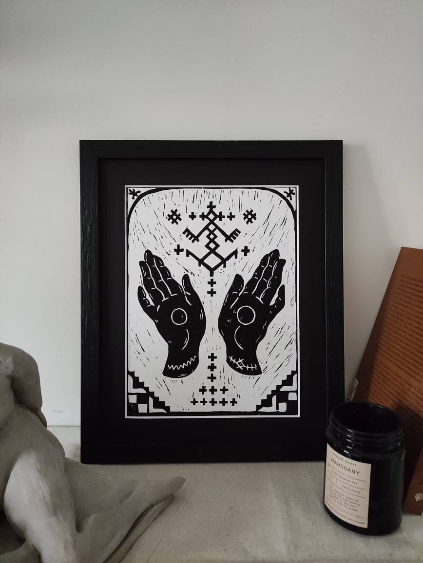 Linocut Palm and Protective Hands Berber Amazigh - Etsy
