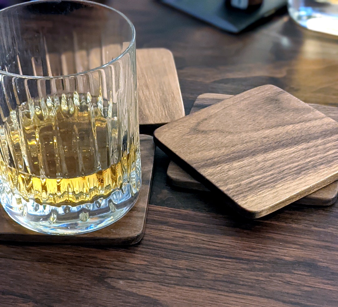 Natural Walnut Wood Coasters set of 4 - Etsy