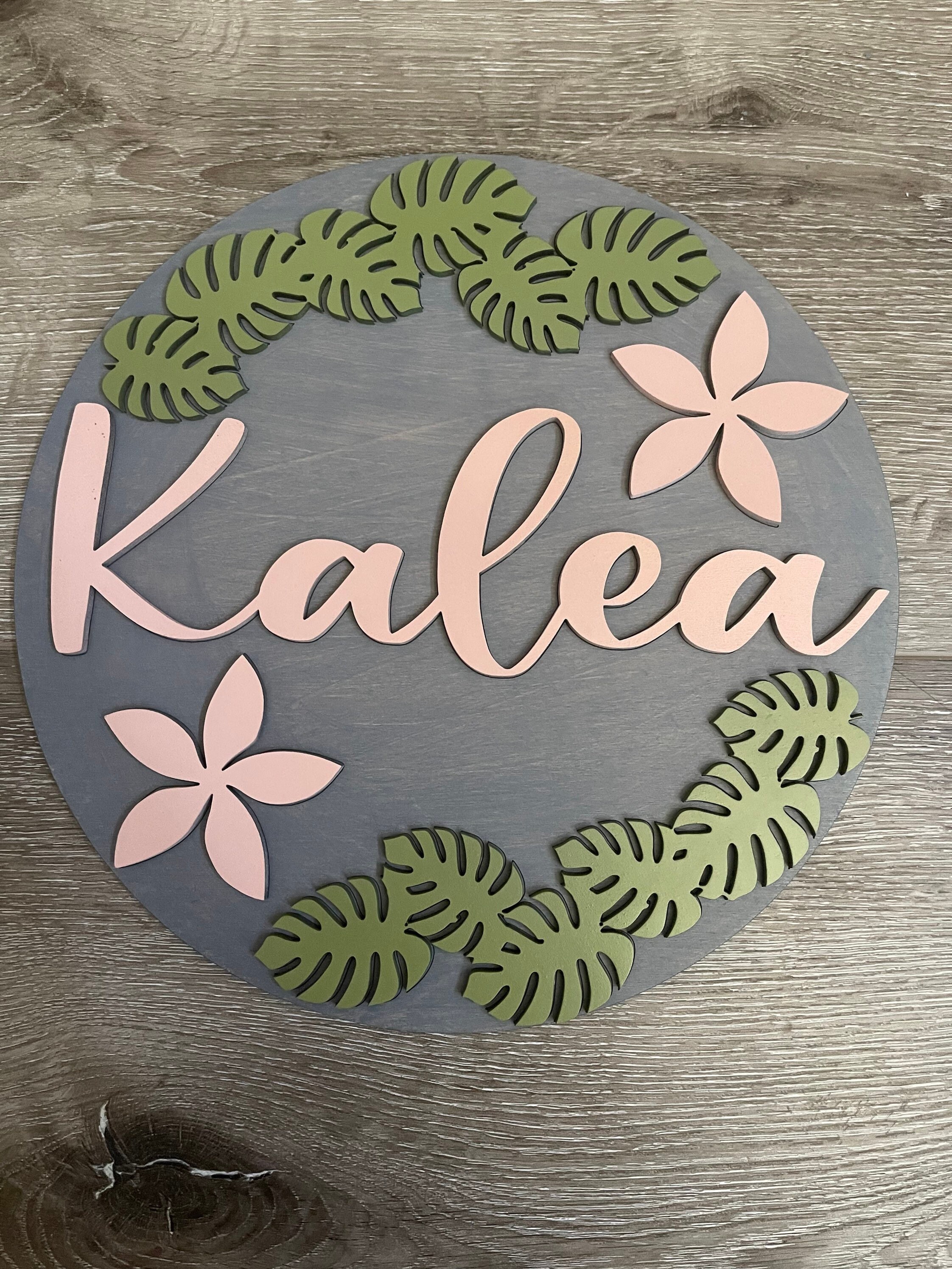 Customized Hibiscus and Monstera Wooden Sign - Etsy