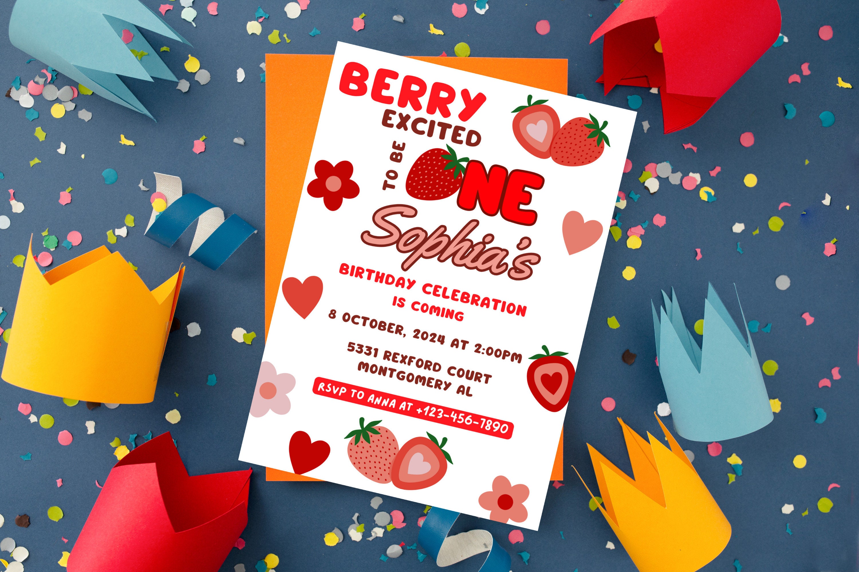 Berry First Birthday Card Template Berry Excited to Be One Birthday ...