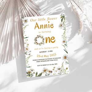 Daisy One Girl Birthday Invitation 1st Birthday Invite Printable Daisy ...