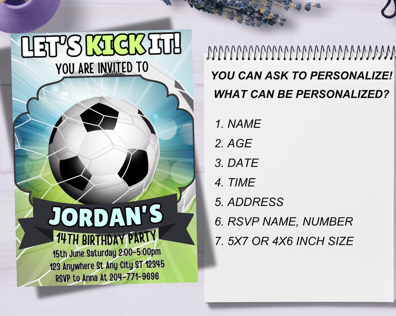 Soccer Birthday Invitation Editable Boy Soccer Football Goal Party ...