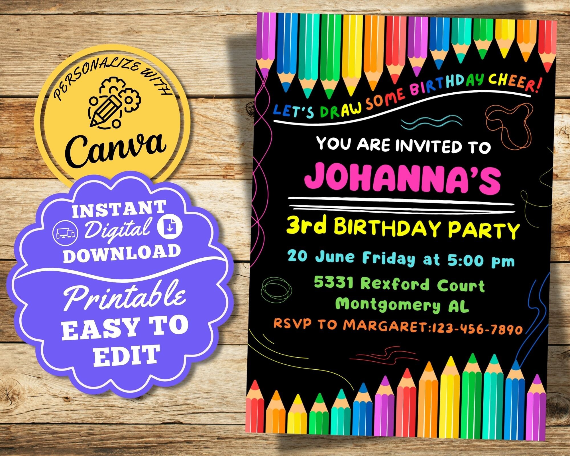 Colorful Drawing Birthday Party Lets Draw Some Birthday Cheers ...