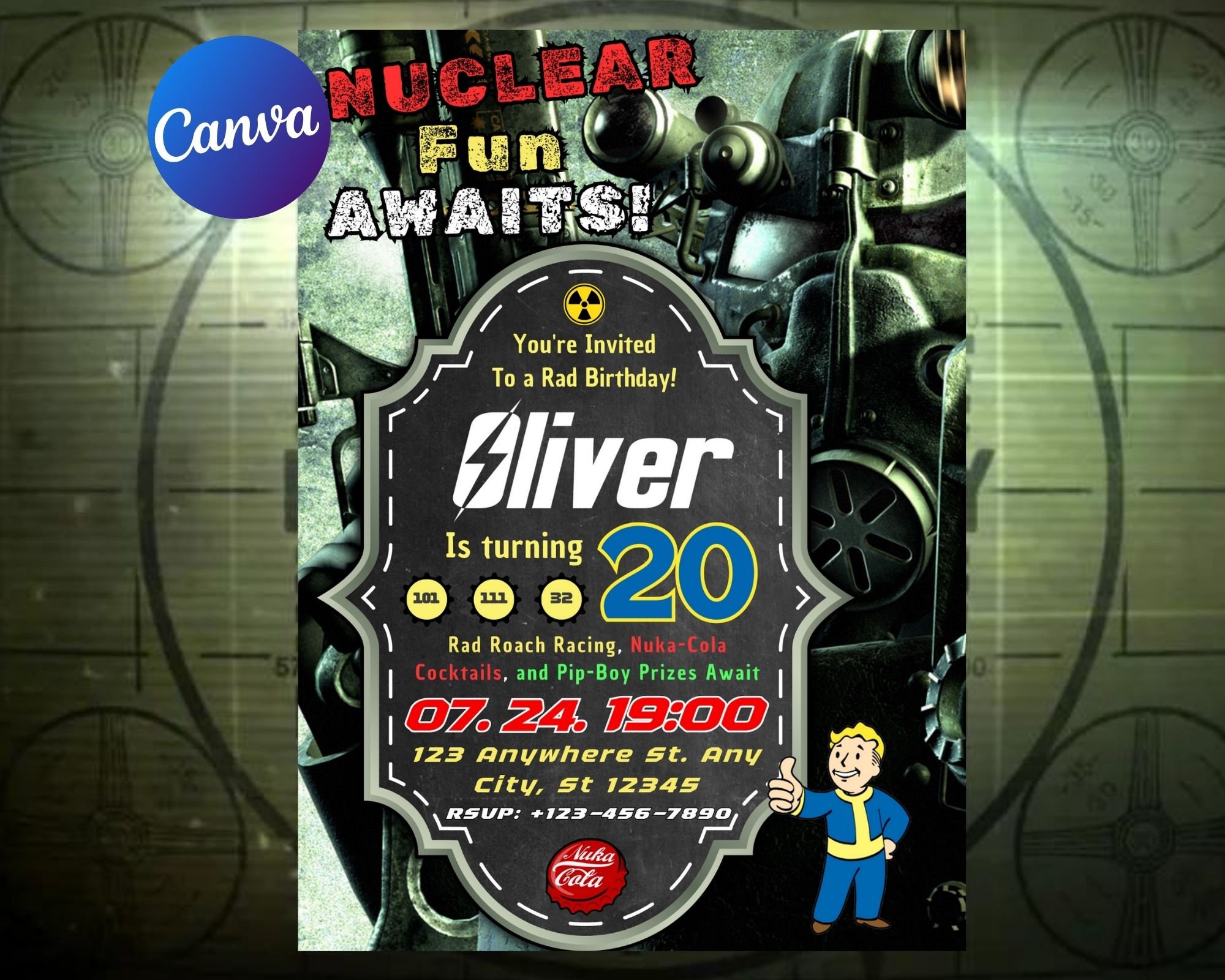 Fallout Birthday Invitation Template Vault Personalized Nerdy Birthday ...