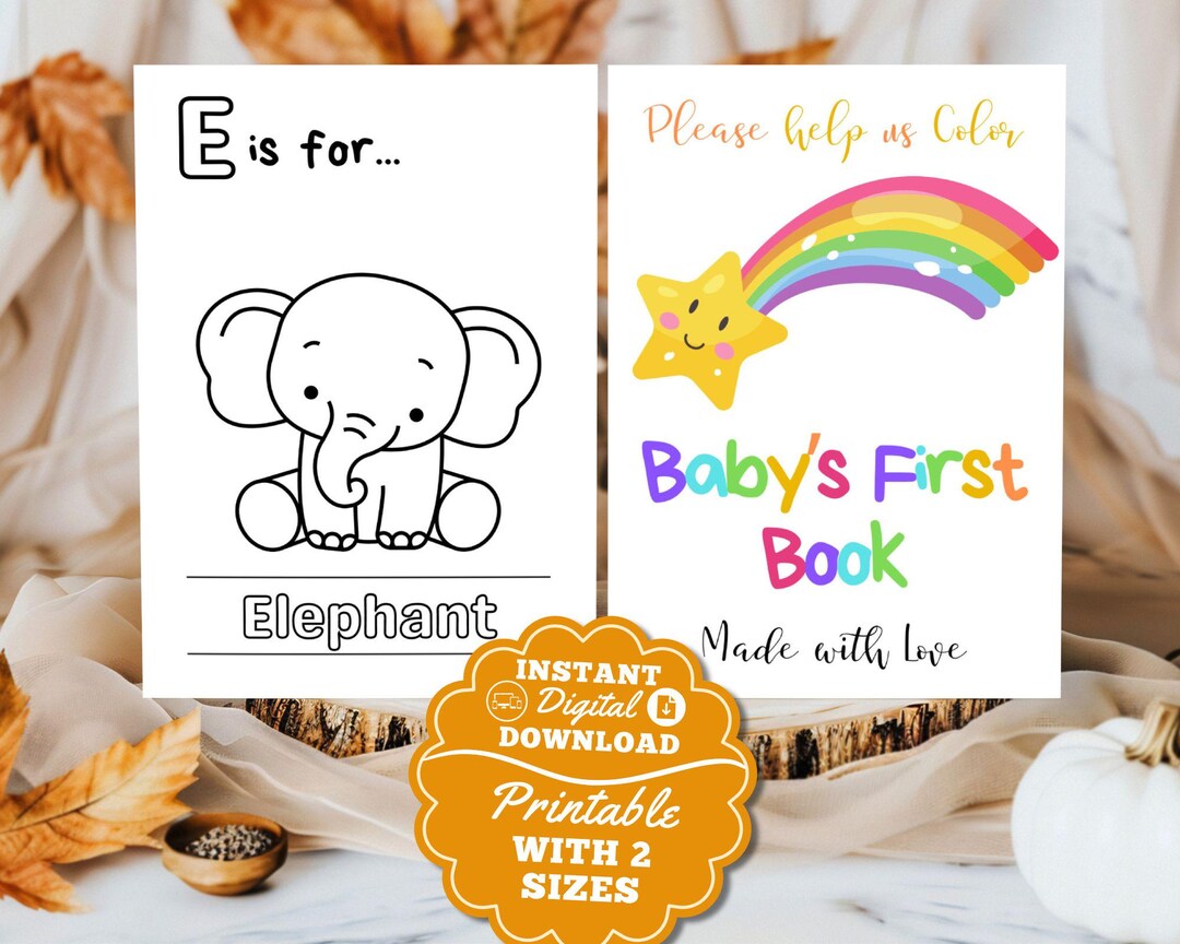 ABC Coloring Book Rainbow Alphabet Baby Shower Coloring Pages Baby's ...