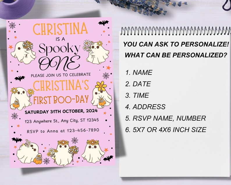 Editable Spooky One 1st Birthday Invitation Halloween 1st Birthday ...