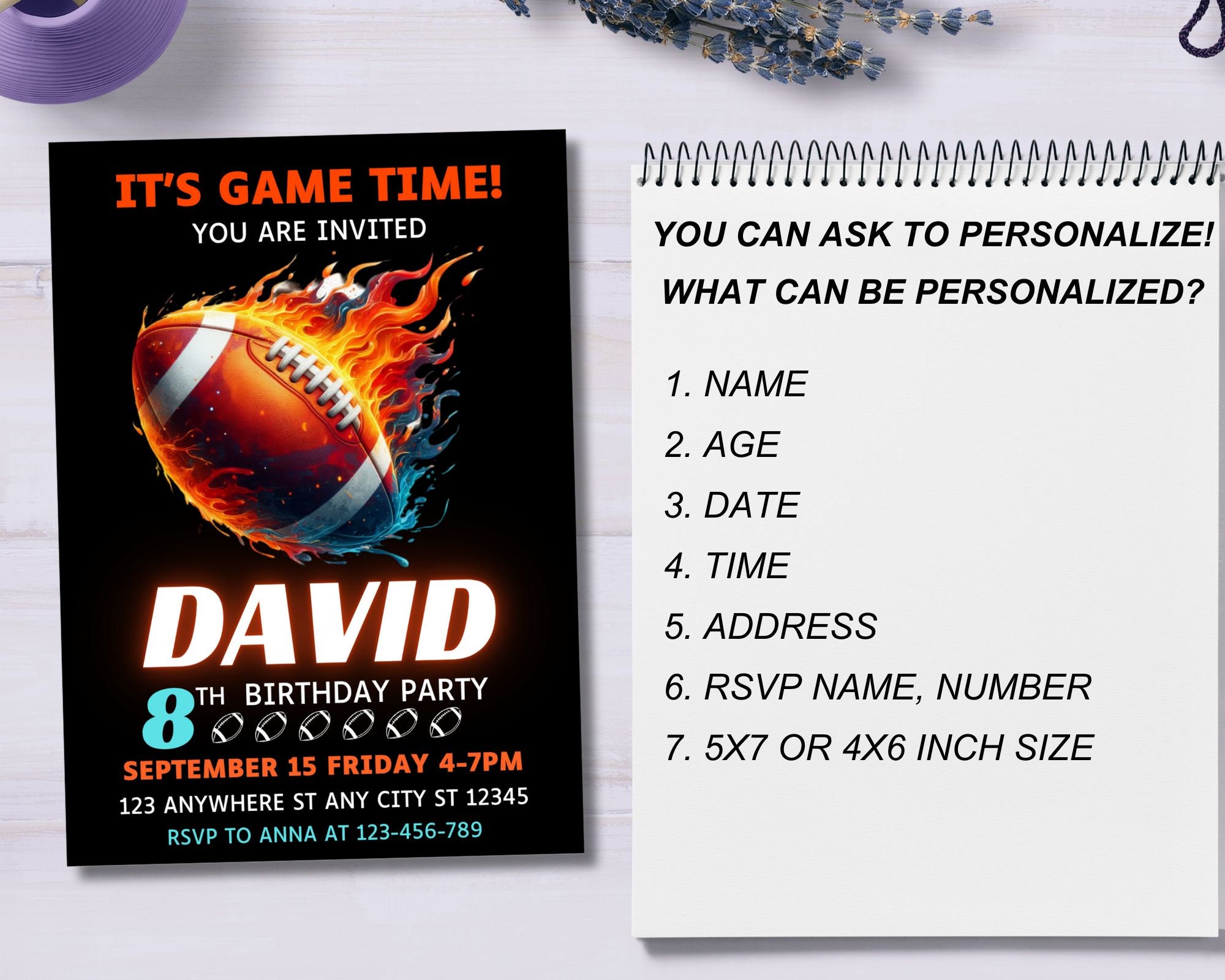 Football Birthday Invitation Printable Sports Party Invite American ...