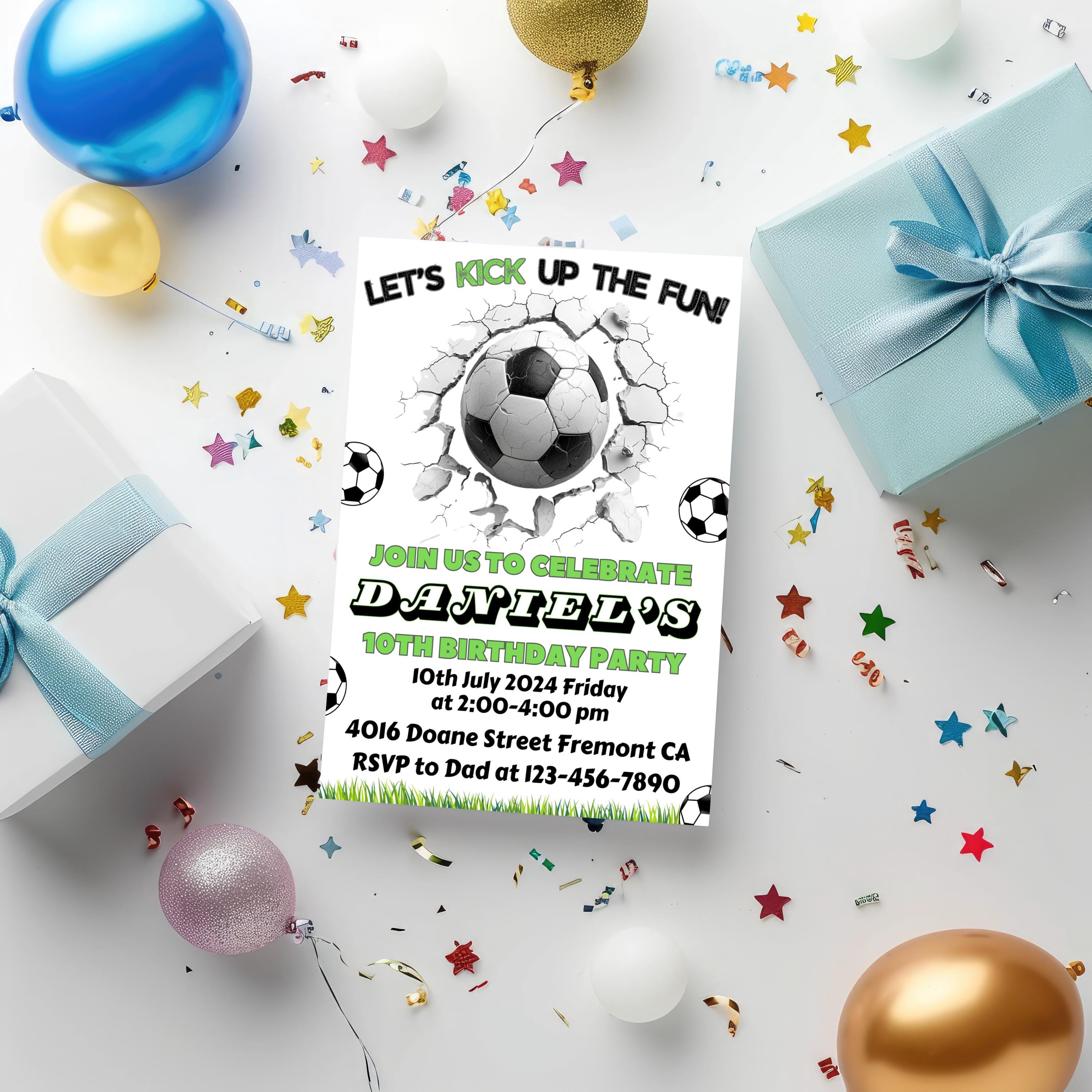 Editable Soccer Birthday Invitation Template Soccer Birthday Invitation ...