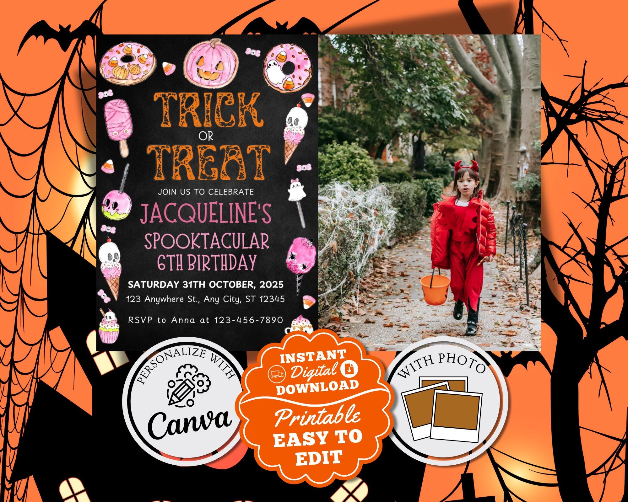 Trick or Treat Invitation Printable School Halloween Party Flyer With ...
