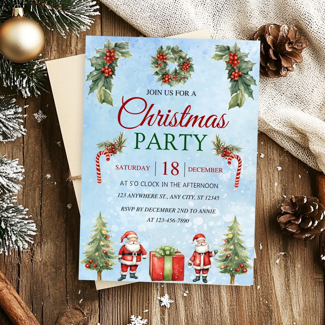 Christmas Party Invitation Happy Winter Holiday Party Invite Classic ...