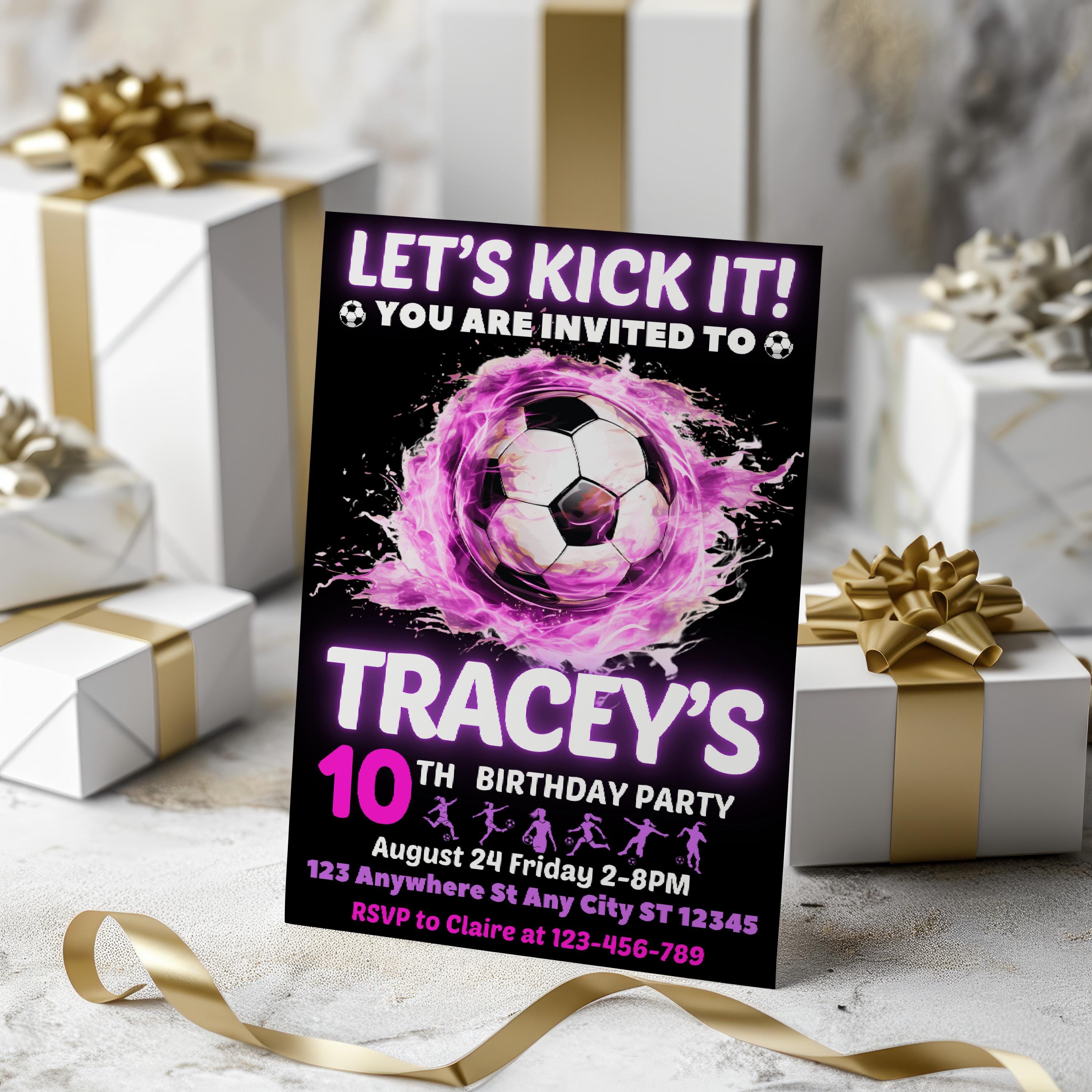Girl Pink Soccer Birthday Invitation Teenage Birthday Invitation ...