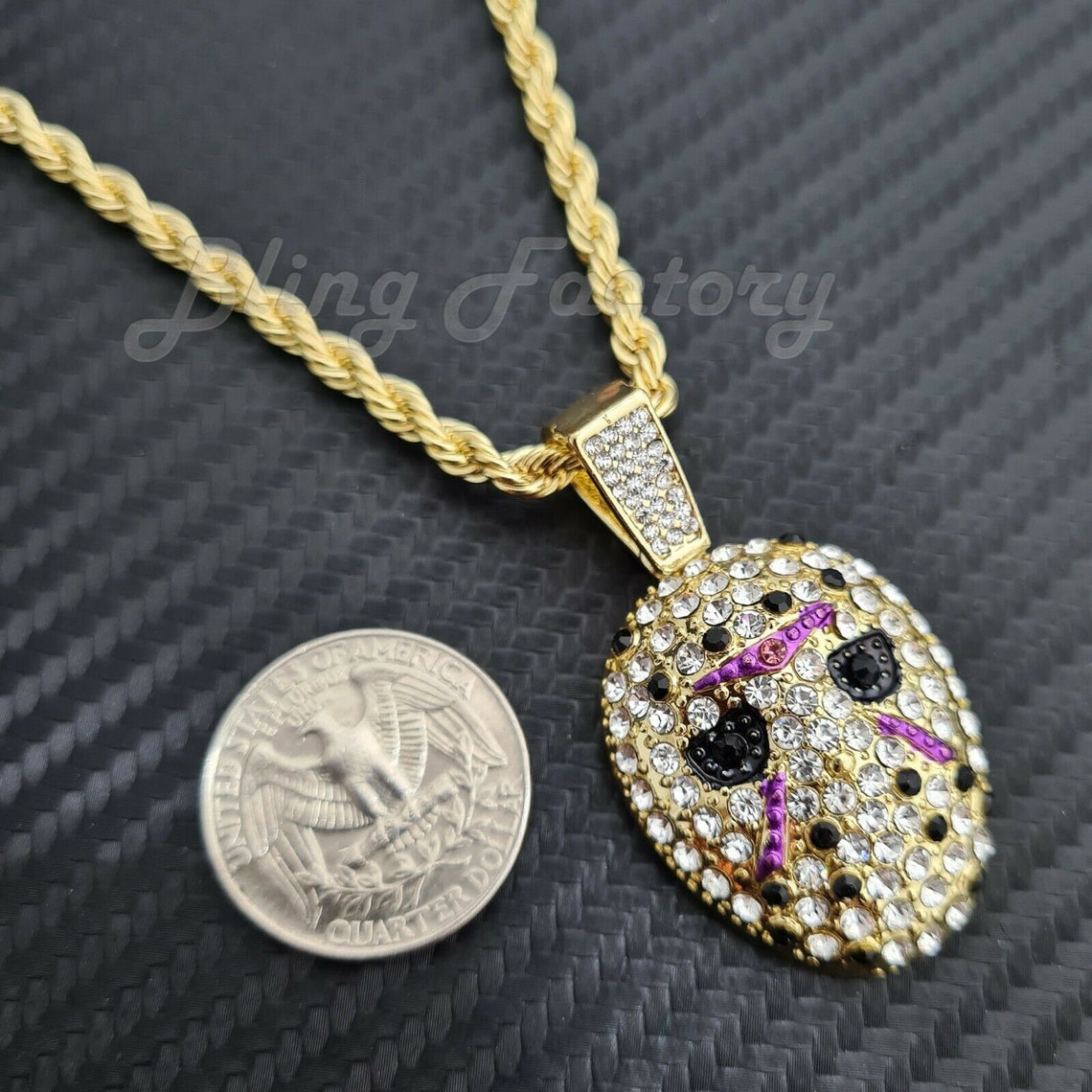 Hip Hop Iced Jason Mask Pendant & 4mm 24 Rope Chain | Etsy