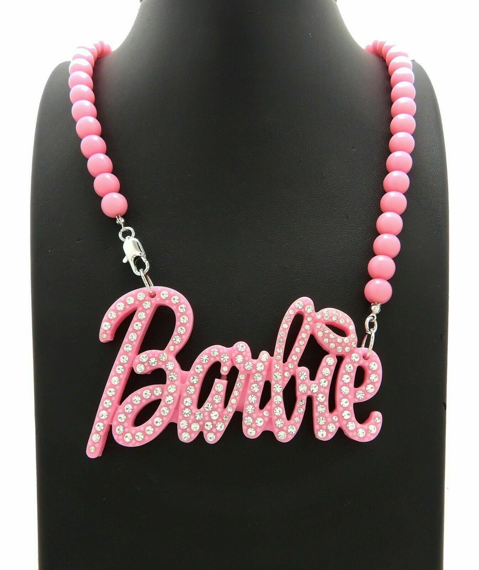 Women Pink Acrylic Barbie Pendant & 8mm 18 Bead Chain | Etsy