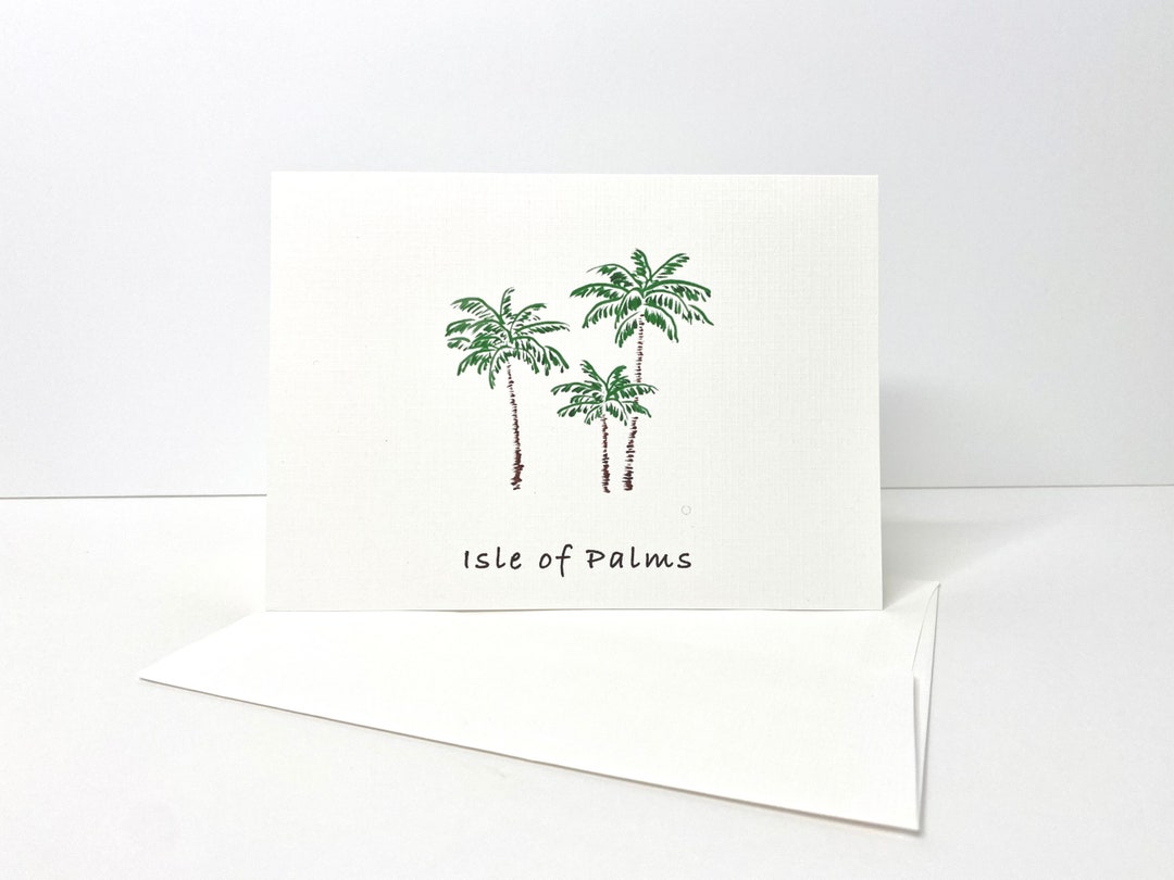 Note Cards With Envelopes. Palm Tree Original Art, Printed on Linen ...