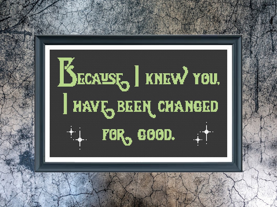 Wicked PDF Cross Stitch Pattern Because I Knew You I Have Been Changed ...