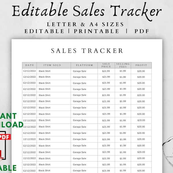 Car Sales Tracker - Etsy