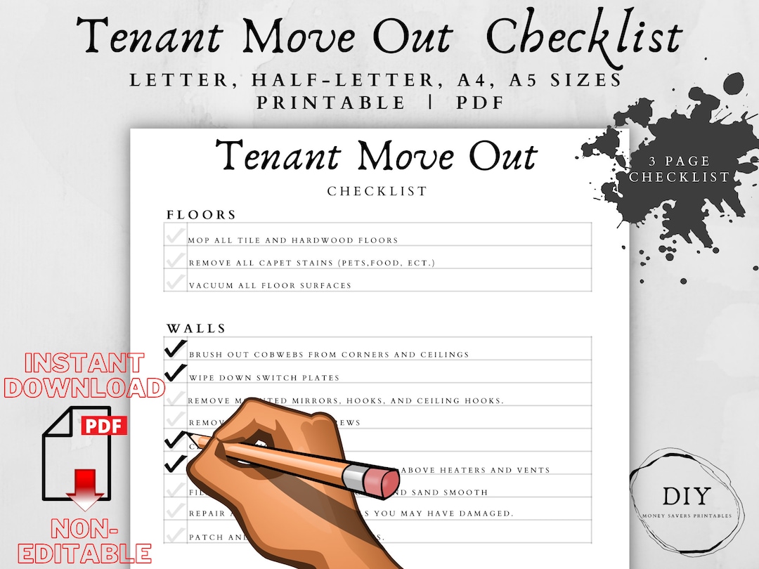 Move Out Checklist-move Out List-rental House-rental Checklist-rental ...
