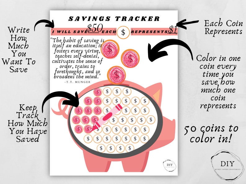 Savings Challenge-financial-savings-kids Savings Tracker-kids Saving ...