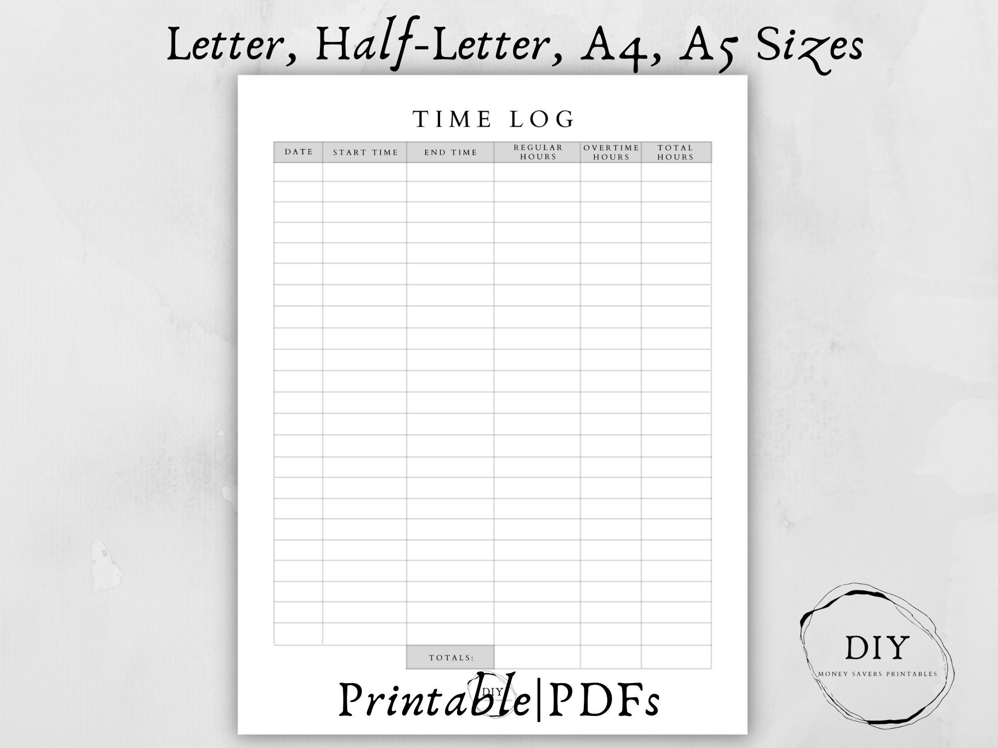 Printable [time Log]-work Log Sheet-work Log-work Log Sheet-time Sheet ...