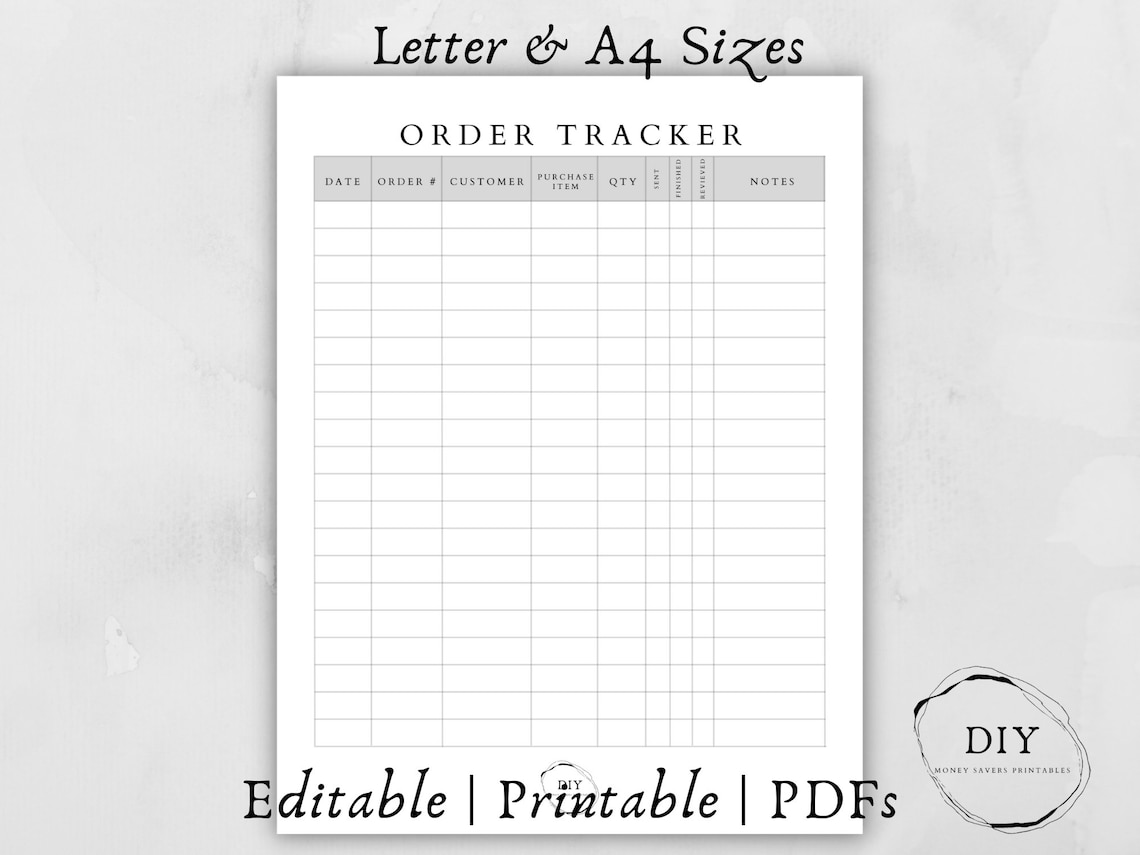 Editable Order Tracker-order-ordertracker-purchase Orders-sales Tracker ...